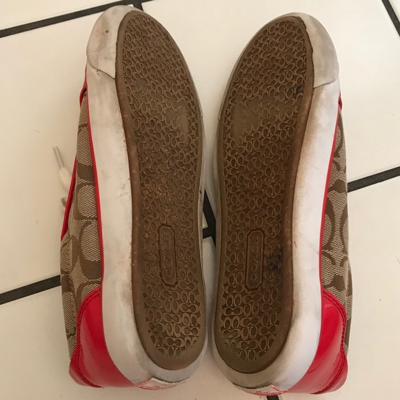 Coach | Shoes | Tan And Red Authentic Coach Tennis Shoes 7 | Poshmark